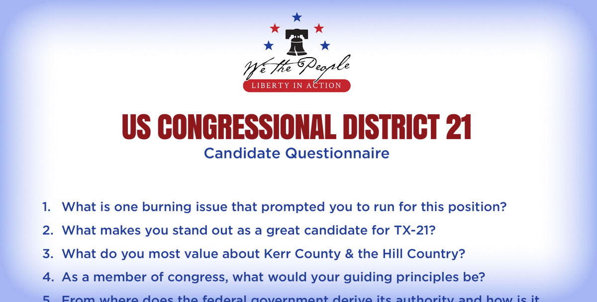 Candidates for Congressional District 21 - We the People - Liberty In ...